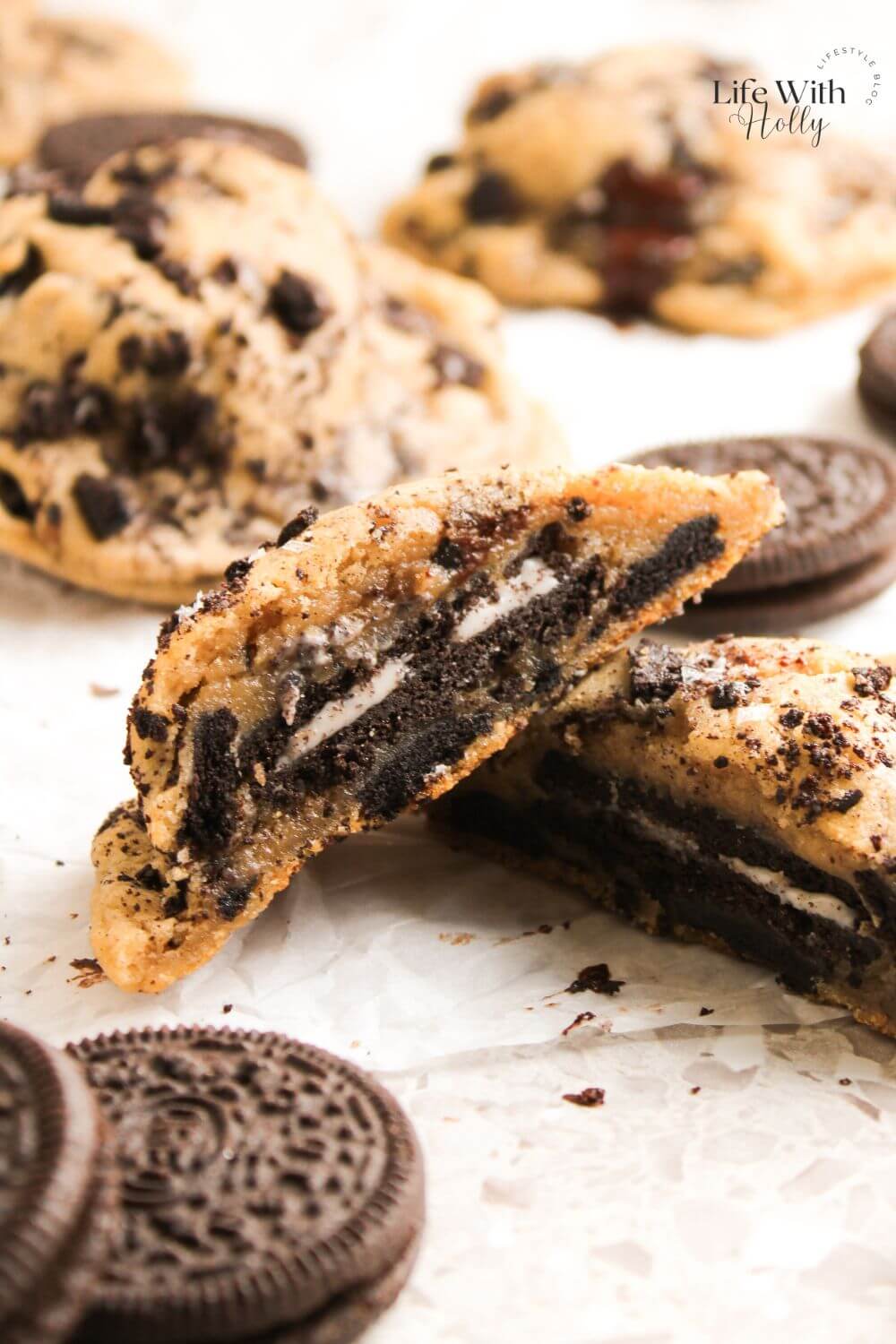 Bakery Style Oreo Stuffed Cookies - Life with Holly